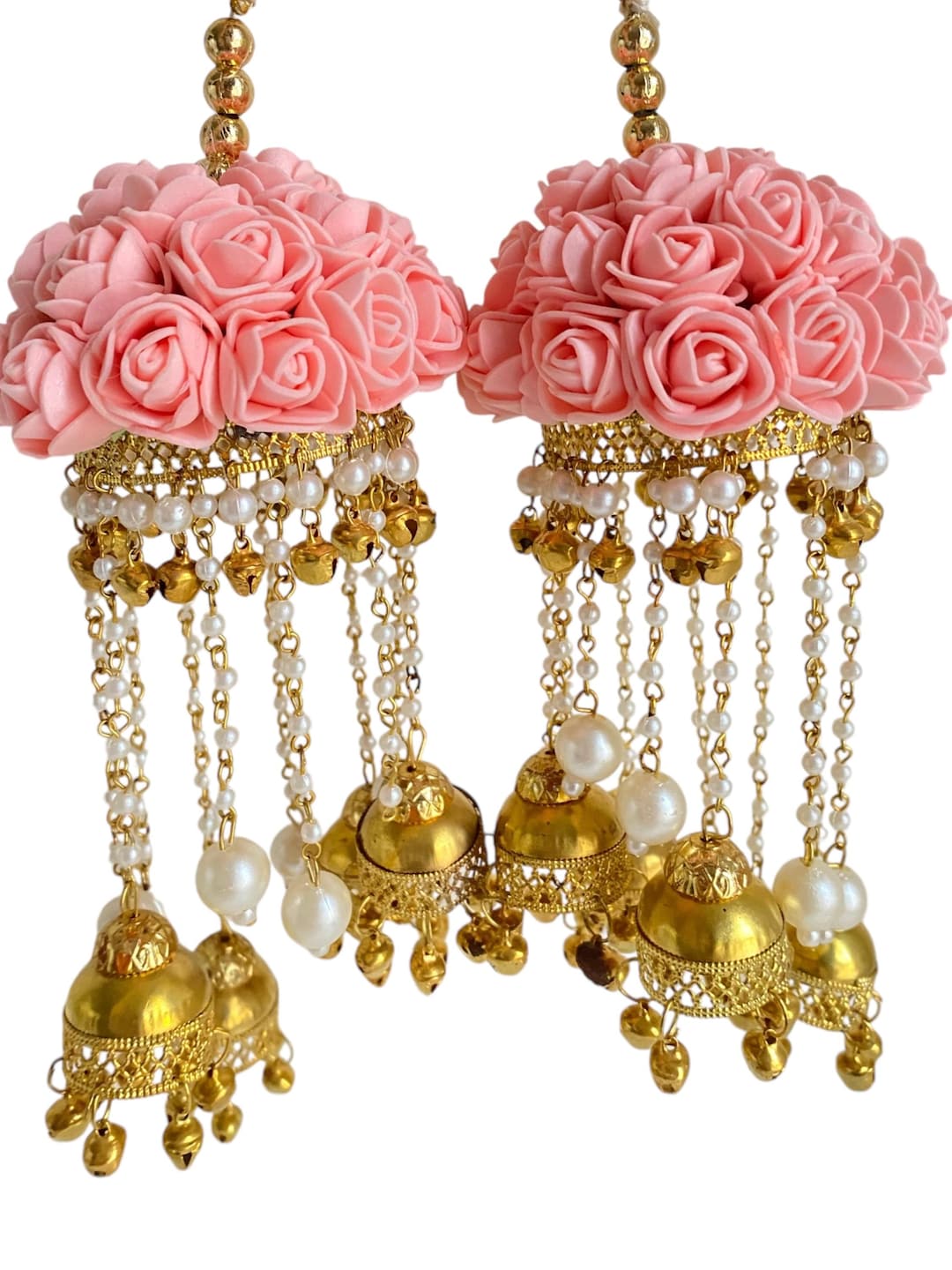 Pair of Light Pink Flower Kaleere | Mehndi Haldi Bridal Flower Kalira ...