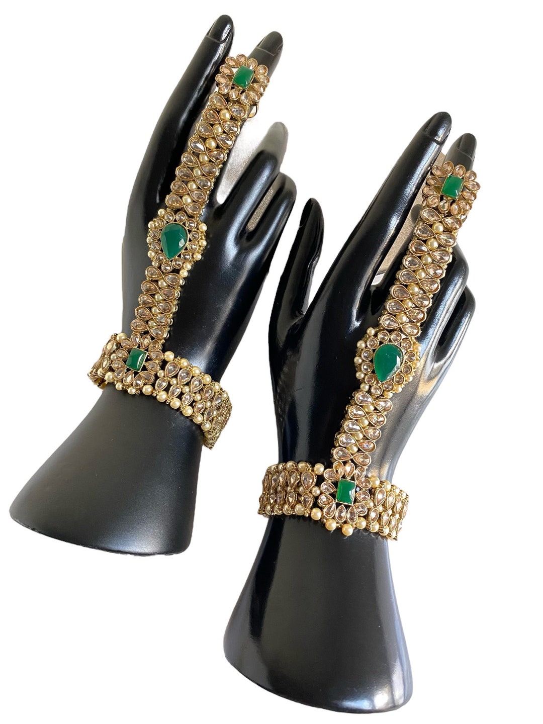 Green Indian Bridal Hand Harness - Etsy