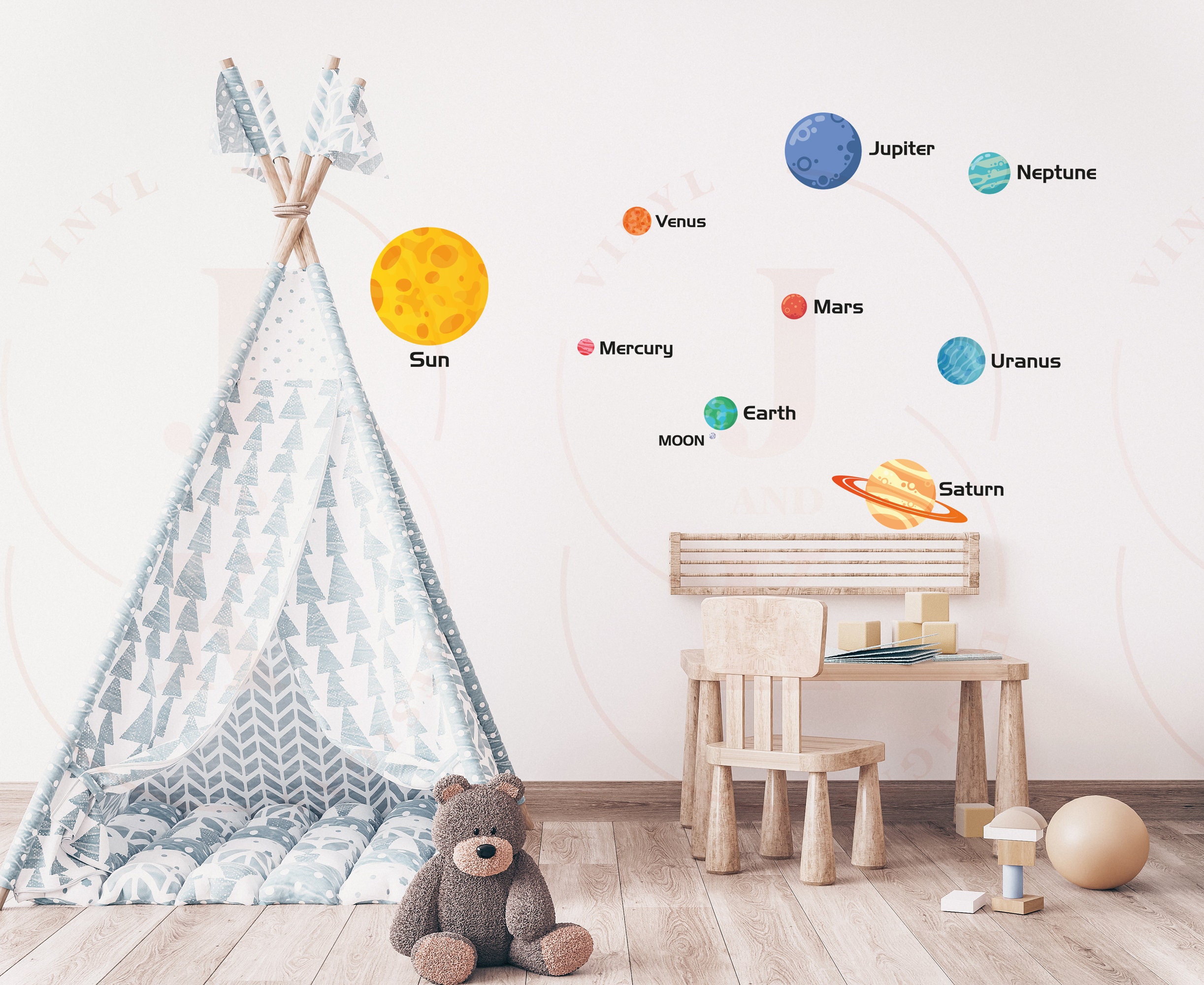 Planet Wall Decal Solar System Wall Stickers Space Wall | Etsy