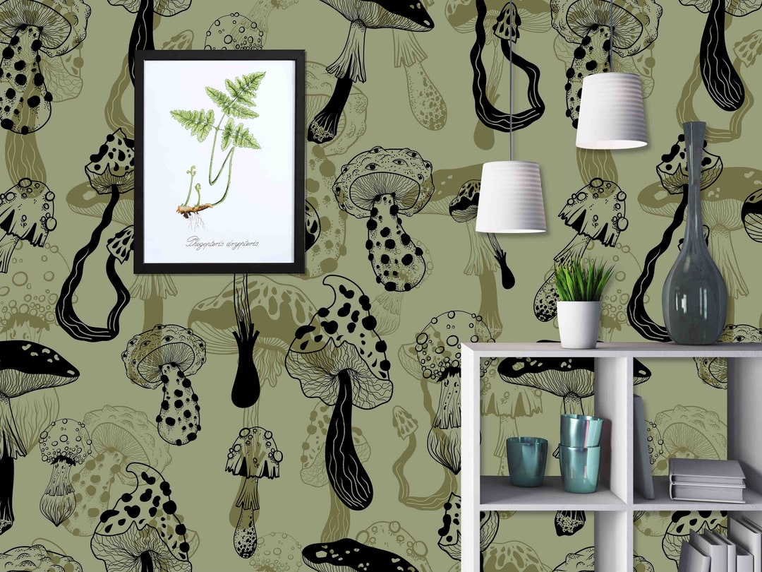 Mushroom Wall Decal: Custom Peel and Stick Wallpaper (removable) - Etsy