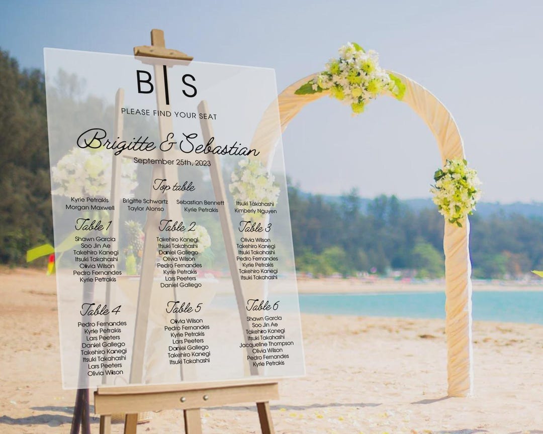 Wedding Seating Chart Acrylic Sign | Acrylic Table Seating Chart ...