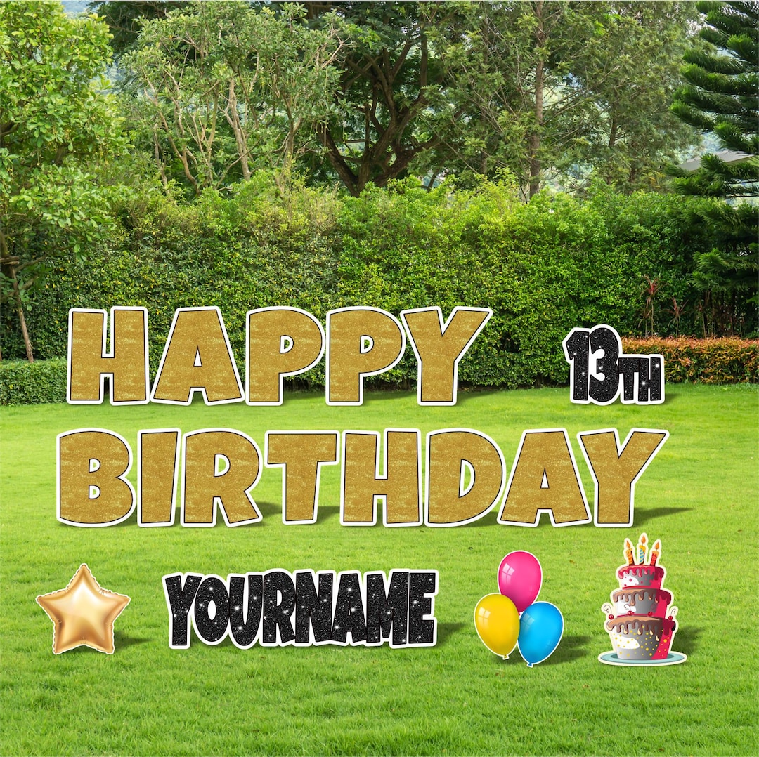 Personalized Birthday Yard Sign: Custom Name & Age, 18 Inch Glitter - Etsy