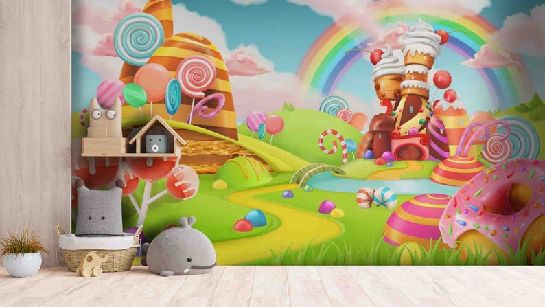 Candy Land Wallpaper: Custom Peel and Stick Wall Decal (removable) - Etsy