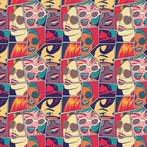 Custom Size Wallpaper - Retro Pin up Girls Pattern Wallpaper - Peel and ...