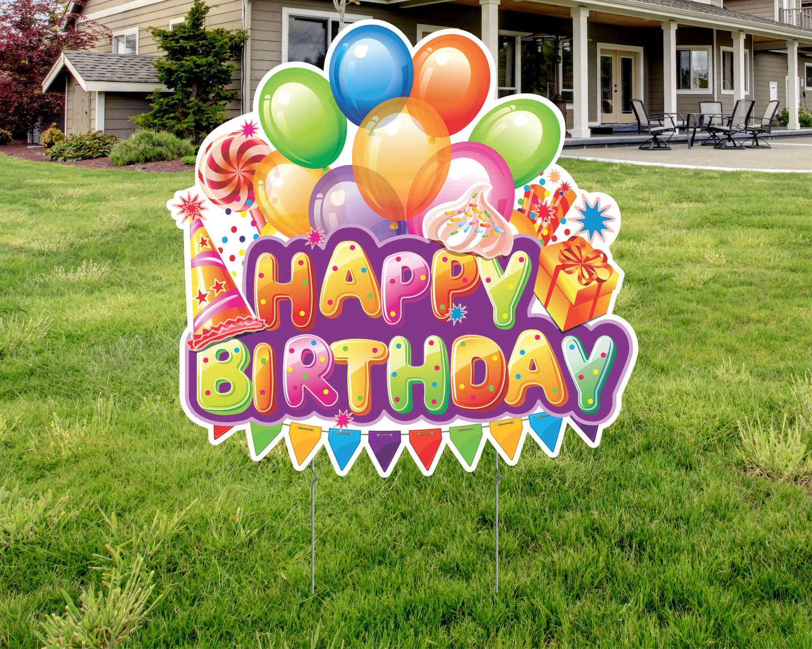 Happy Birthday Yard Signs, 24 Tall Outdoor Lawn Party Decorations ...
