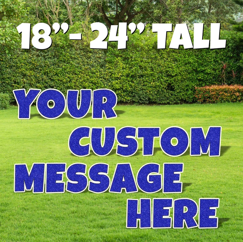 Custom Outdoor Yard Sign: Blue Glitter Letters (18" & 24" Options) - Etsy