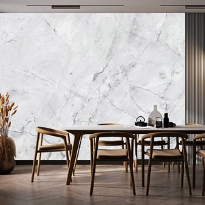 Custom Size Wallpaper - White Marble Wallpaper - Peel and Stick Wall ...
