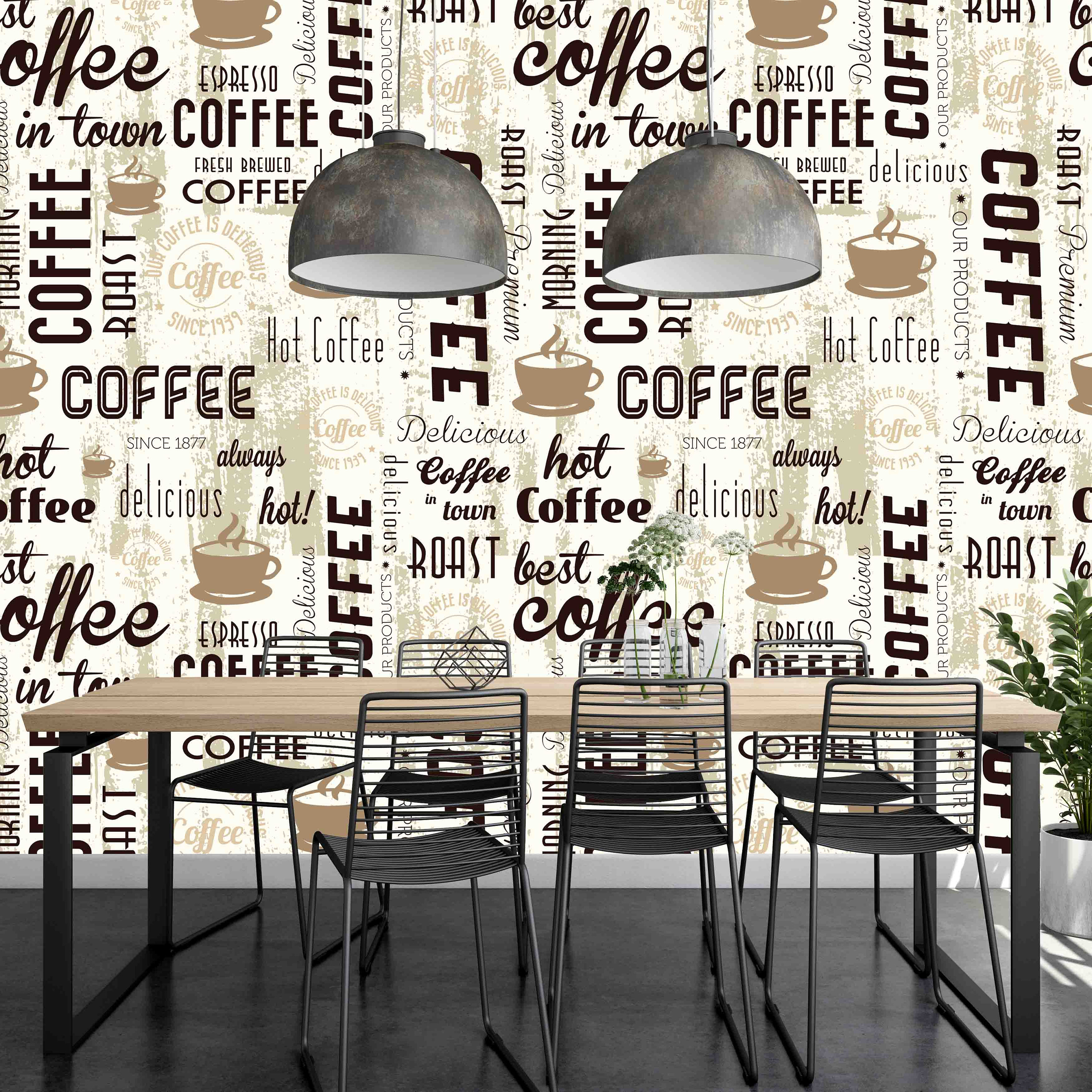 Custom Size Wallpaper Coffee Pattern Wallpaper Peel and Stick Wall ...