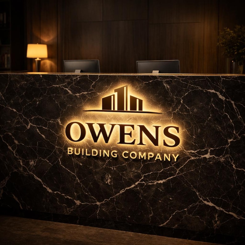 Custom Reception Logo Sign | 3D LED Channel Letters With Halo Backlight ...