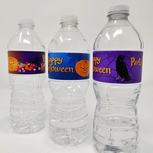 Halloween Party Water Bottle Labels, WATERPROOF, Custom Halloween Party ...