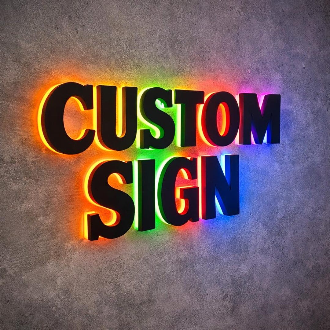 Backlit Logo Sign - Custom 3D Business or Salon Name - Etsy