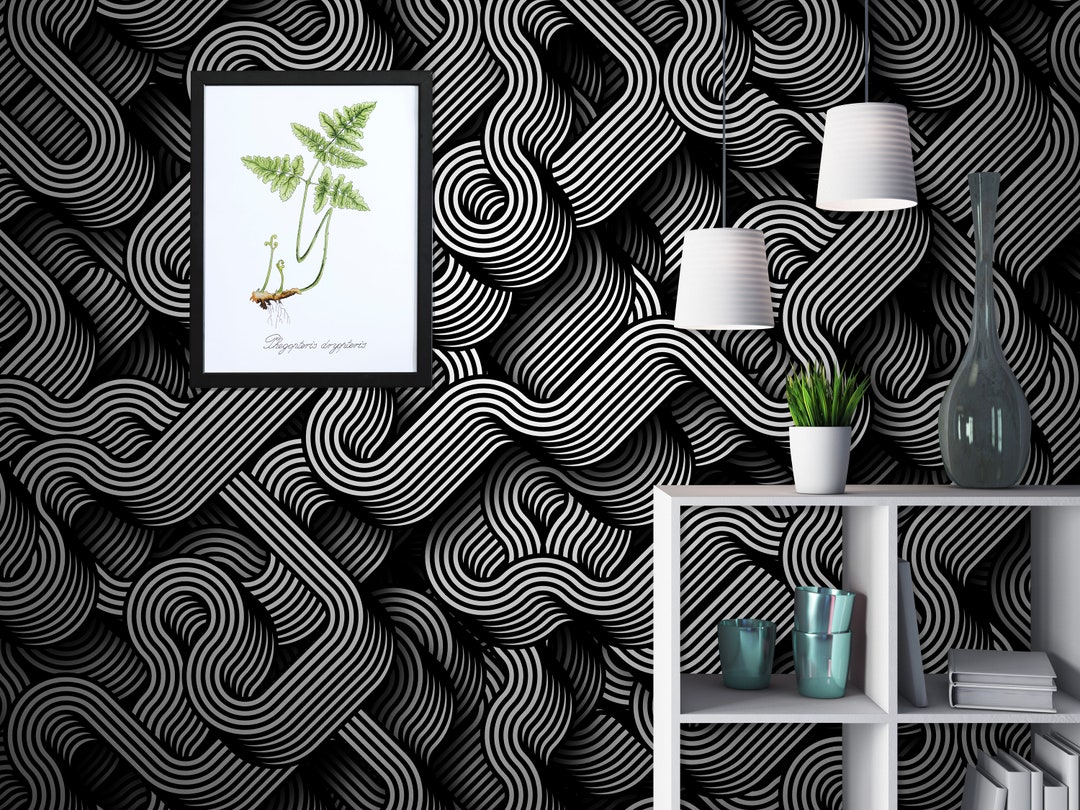 Custom Size Wallpaper - White and Black Lines Wallpaper - Peel and ...