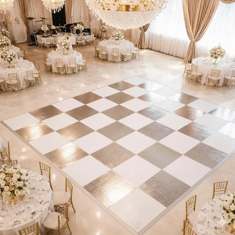 Wedding Dance Floor Wrap, Checkerboard White Silver (gloss or Matte) - Etsy