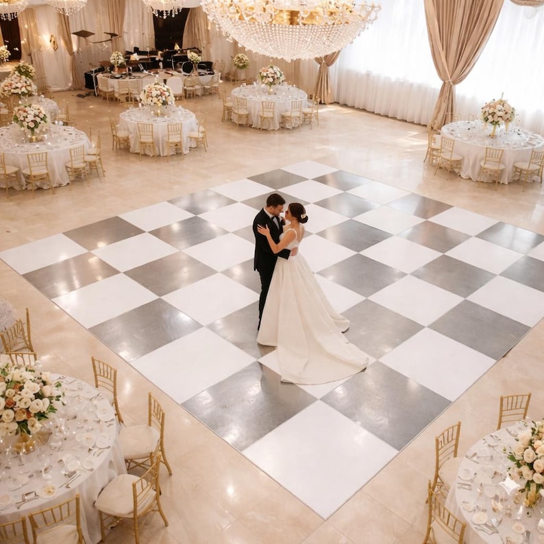Wedding Dance Floor Wrap, Checkerboard White Silver (gloss or Matte) - Etsy