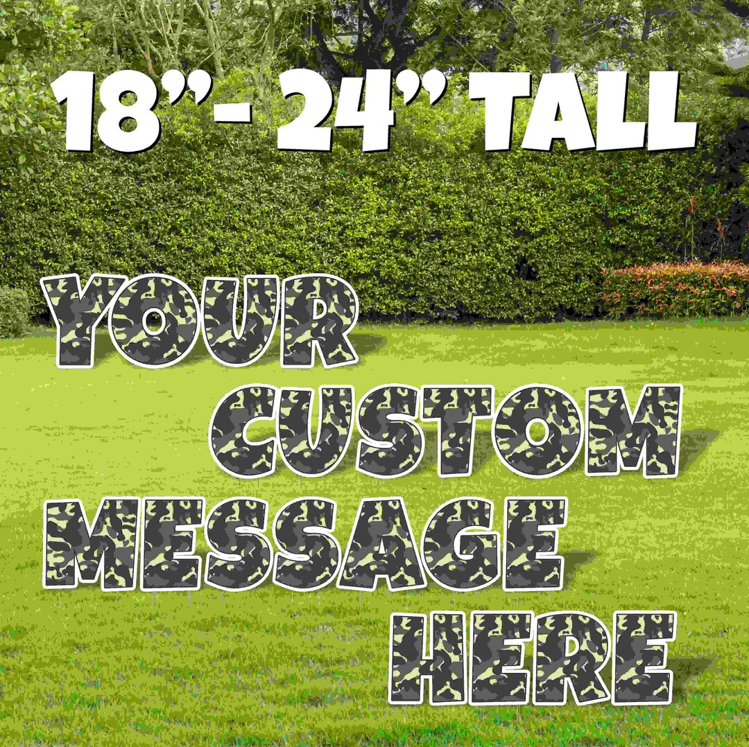 Custom Letter Yard Sign-build Your Own Sign-camo Lawn Sign-birthday ...
