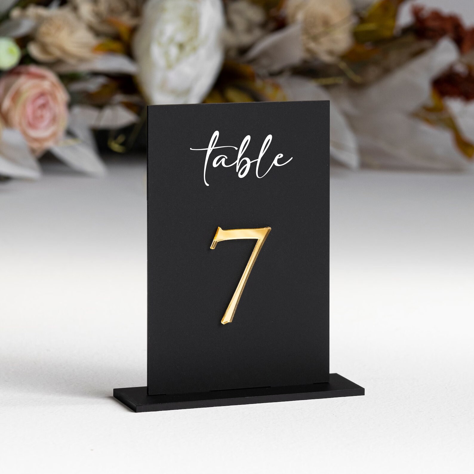 Custom Acrylic Table Numbers With Stand Golden Plexi Table Numbers ...