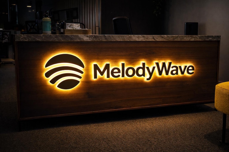 Custom Reception Logo Sign | 3D LED Channel Letters With Halo Backlight ...