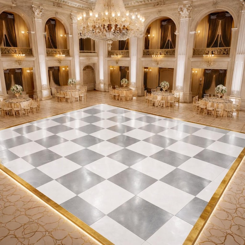 Wedding Dance Floor Wrap, Checkerboard White Silver (gloss or Matte) - Etsy