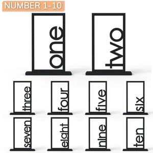 Custom Acrylic Table Numbers With Stand - Black Plexi Table Numbers ...