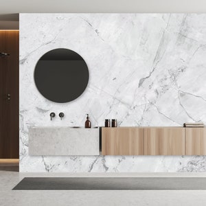 Custom Size Wallpaper - White Marble Wallpaper - Peel and Stick Wall ...
