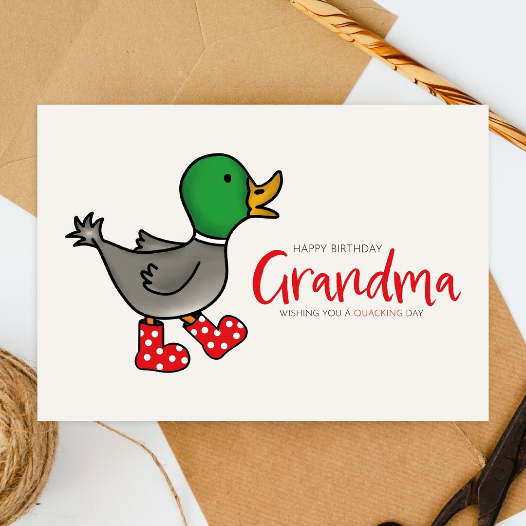 Recycled GRANDMA Duck Birthday Card/ Birthday Card / Colourful / Happy ...