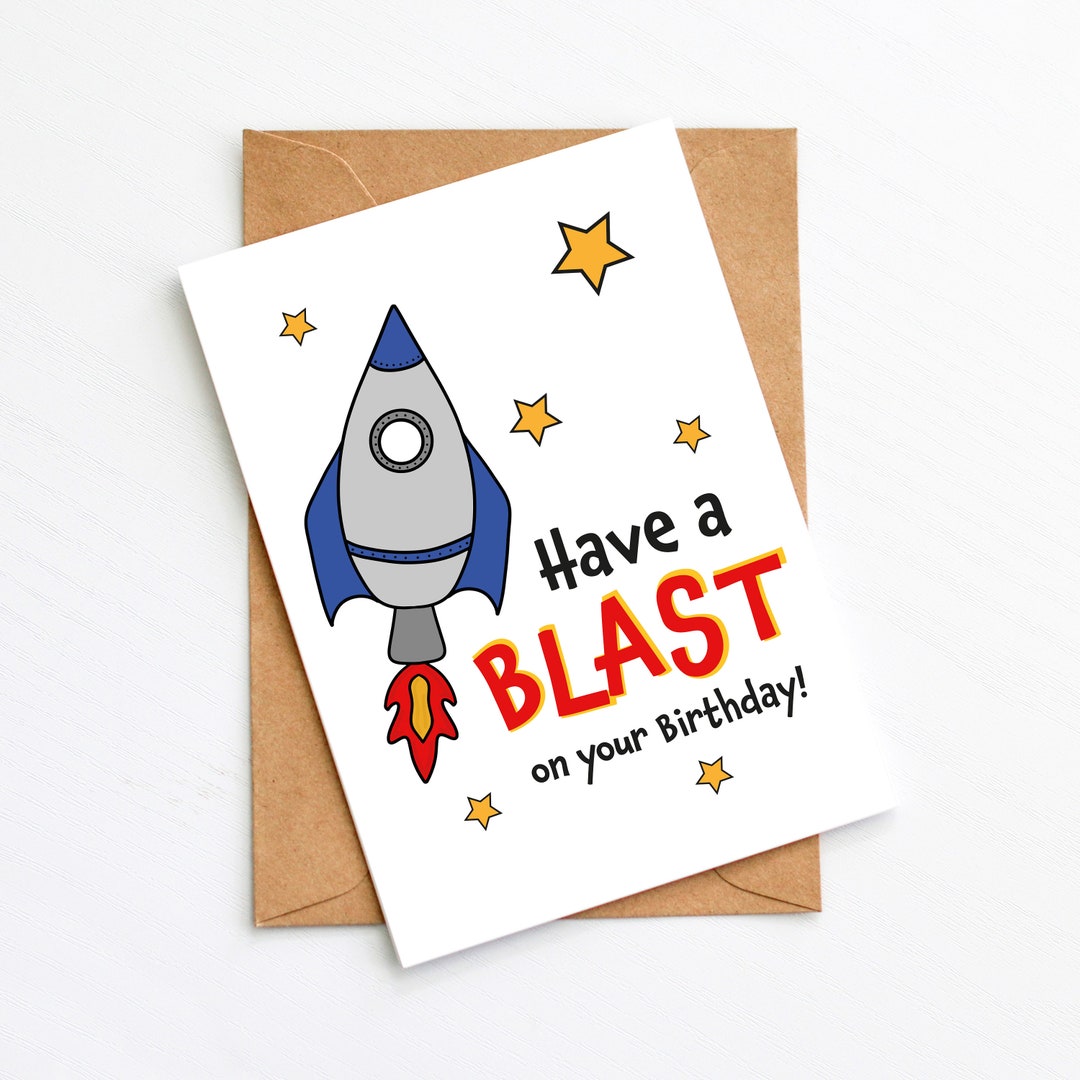 SPACE Birthday / Have a Blast / Birthday Card / Space Card / Cute ...