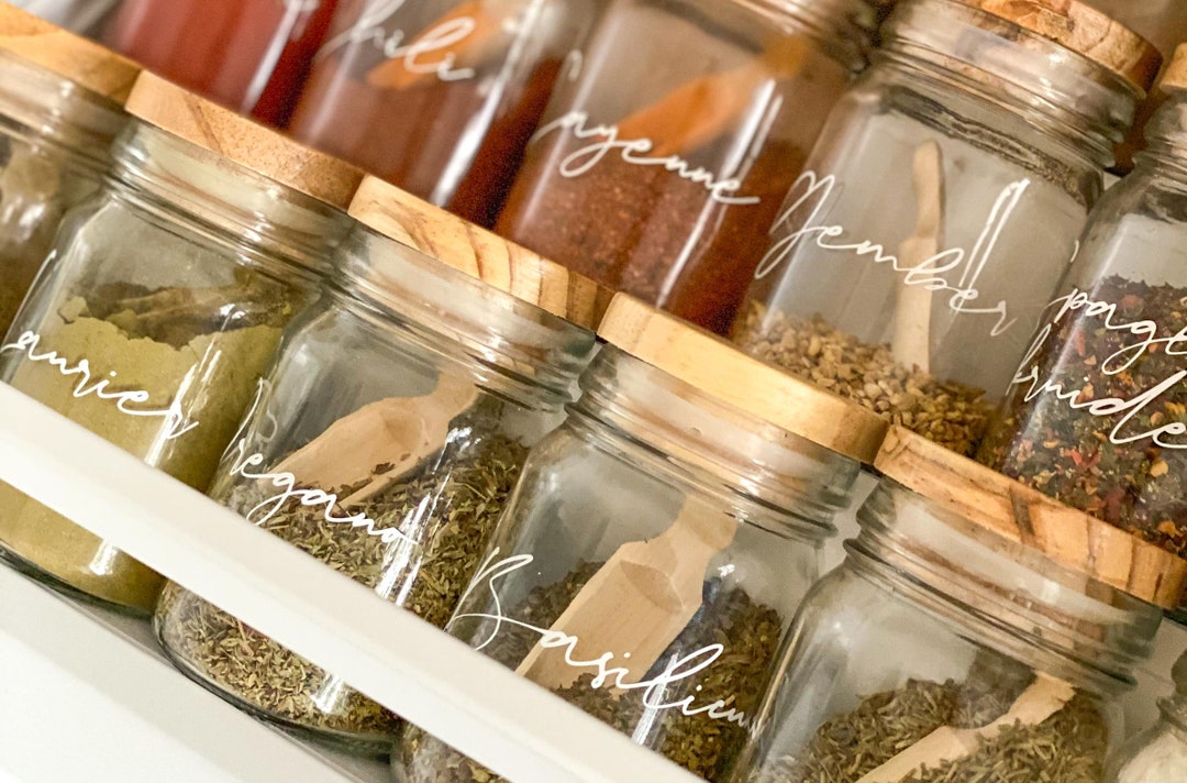 Custom Spice Jar Labels Decals Custom Pantry Labels Kitchen Vinyl ...