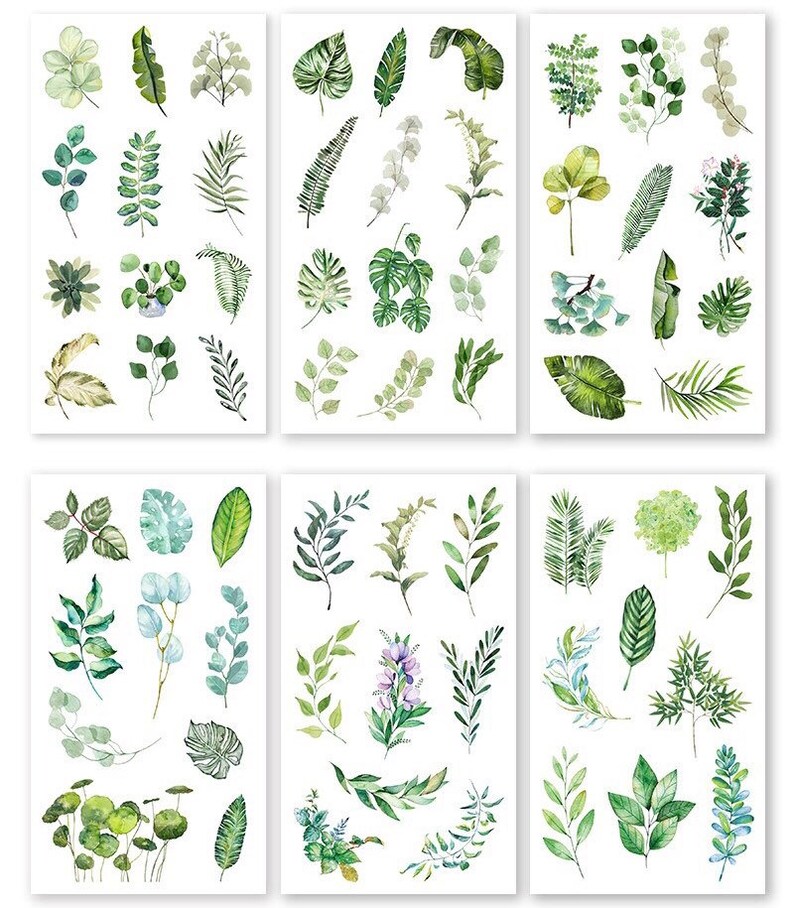 Green Leaves Stickers 6 Sheets Washi Stickers - Etsy Canada