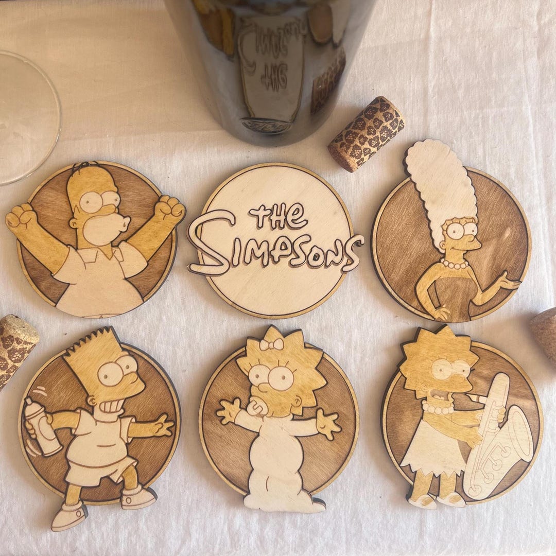 Set of 6 the Simpsons Wooden Coasters - Home Decor - Geek Gift ...