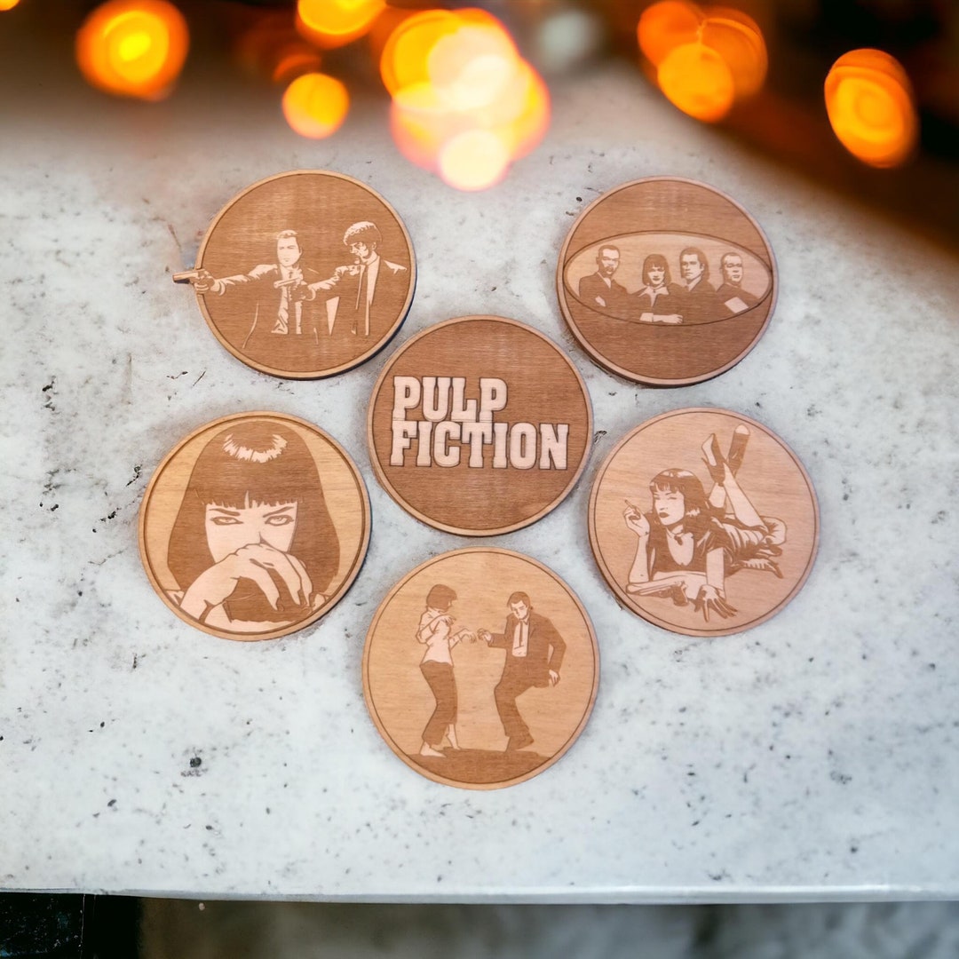 Set of 6 Pulp Fiction Wooden Coasters - Home Decor - Geek Gift ...