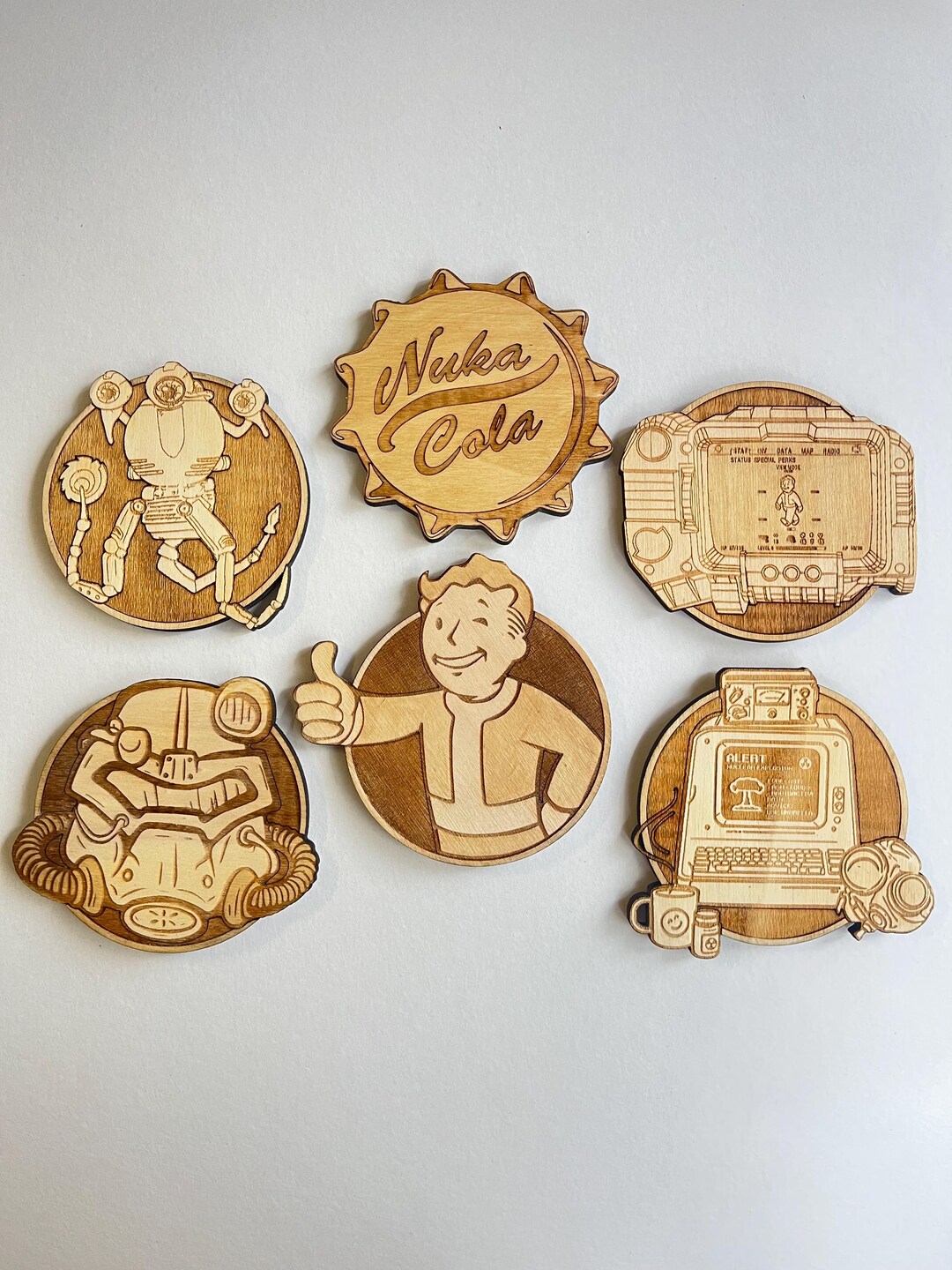 Set of 6 Fallout Wooden Coasters - Home Decor - Geek Gift - Handmade ...