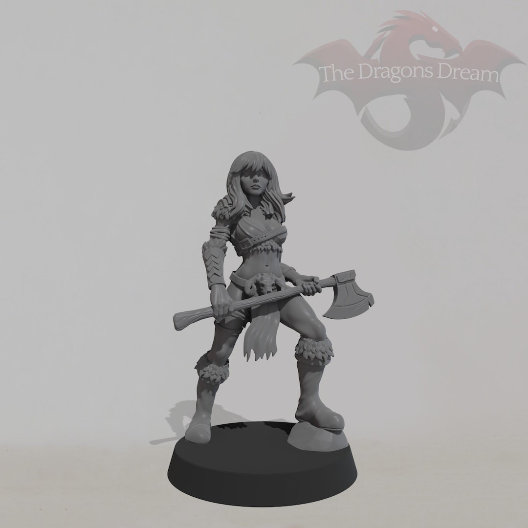 Female Barbarian Dnd, Pathfinder, Tales of the Valiant Miniature - Etsy