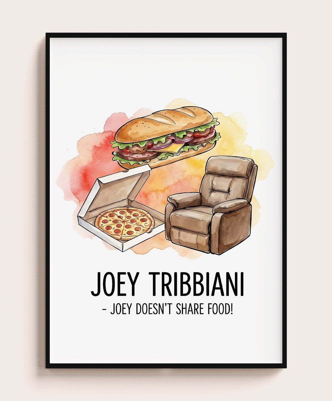 Joey Tribbiani Pizza Art Print | Friends TV Show Kitchen Decor (digital ...