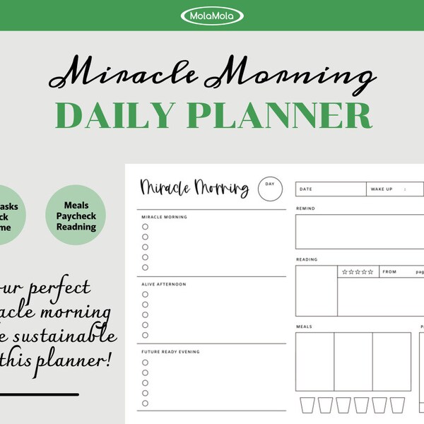Miracle Morning Habit Tracker, Life Savers, Morning Routine Planner ...