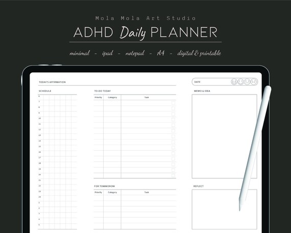 ADHD Daily Planner ADHD Productivity Planner ADHD Planner | Etsy