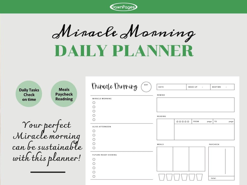 Miracle Morning Daily Planner, Landscape Daily Routine Tracker, ADHD ...