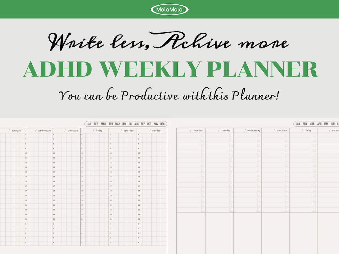 ADHD Weekly Planner, 3 Type of Weekly Planners, Weekly Agenda Planner ...
