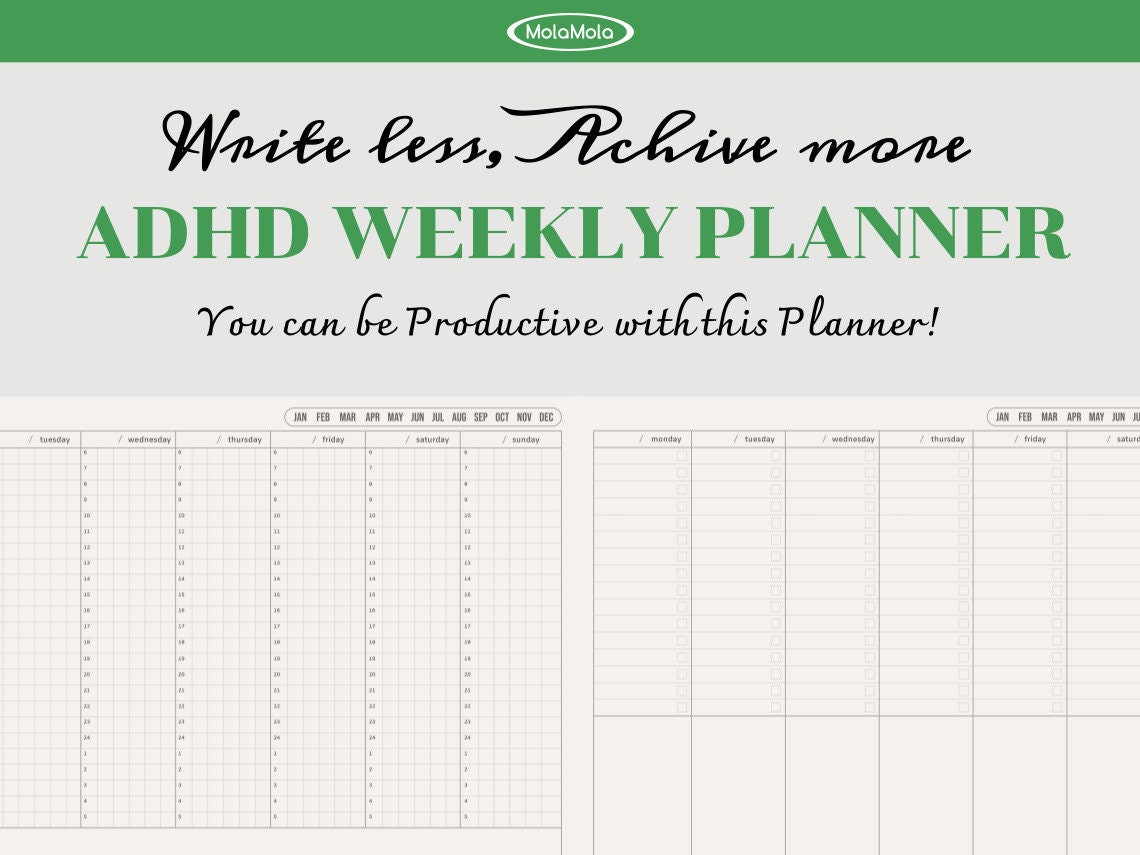 ADHD Weekly Planner, 3 Type of Weekly Planners, Weekly Agenda Planner ...