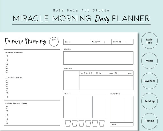 Miracle Morning Daily Planner Landscape Daily Routine - Etsy