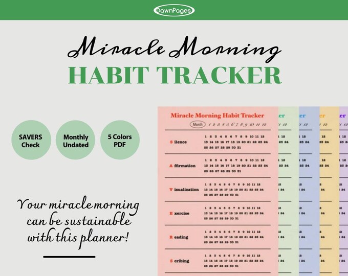 Miracle Morning Habit Tracker, Life Savers, Morning Routine Planner ...