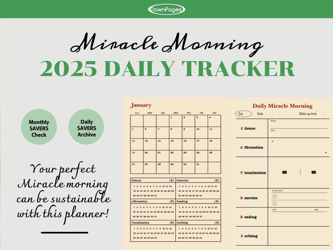 2025 Miracle Morning Daily SAVERS Tracker, Life Savers, Morning Routine ...