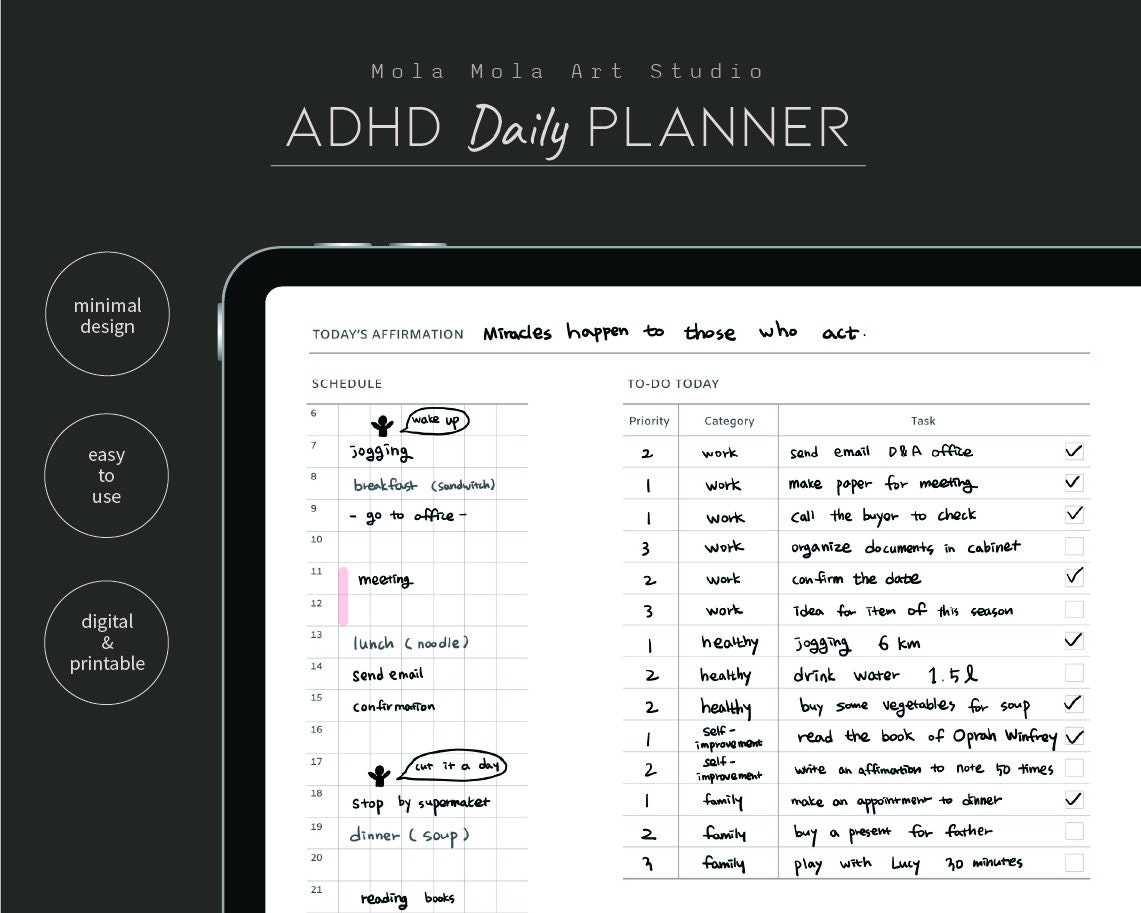 ADHD Daily Planner ADHD Productivity Planner ADHD Planner - Etsy