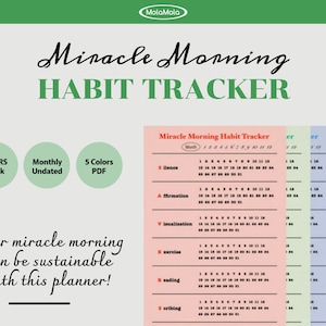 Miracle Morning Habit Tracker, Life Savers, Morning Routine Planner ...