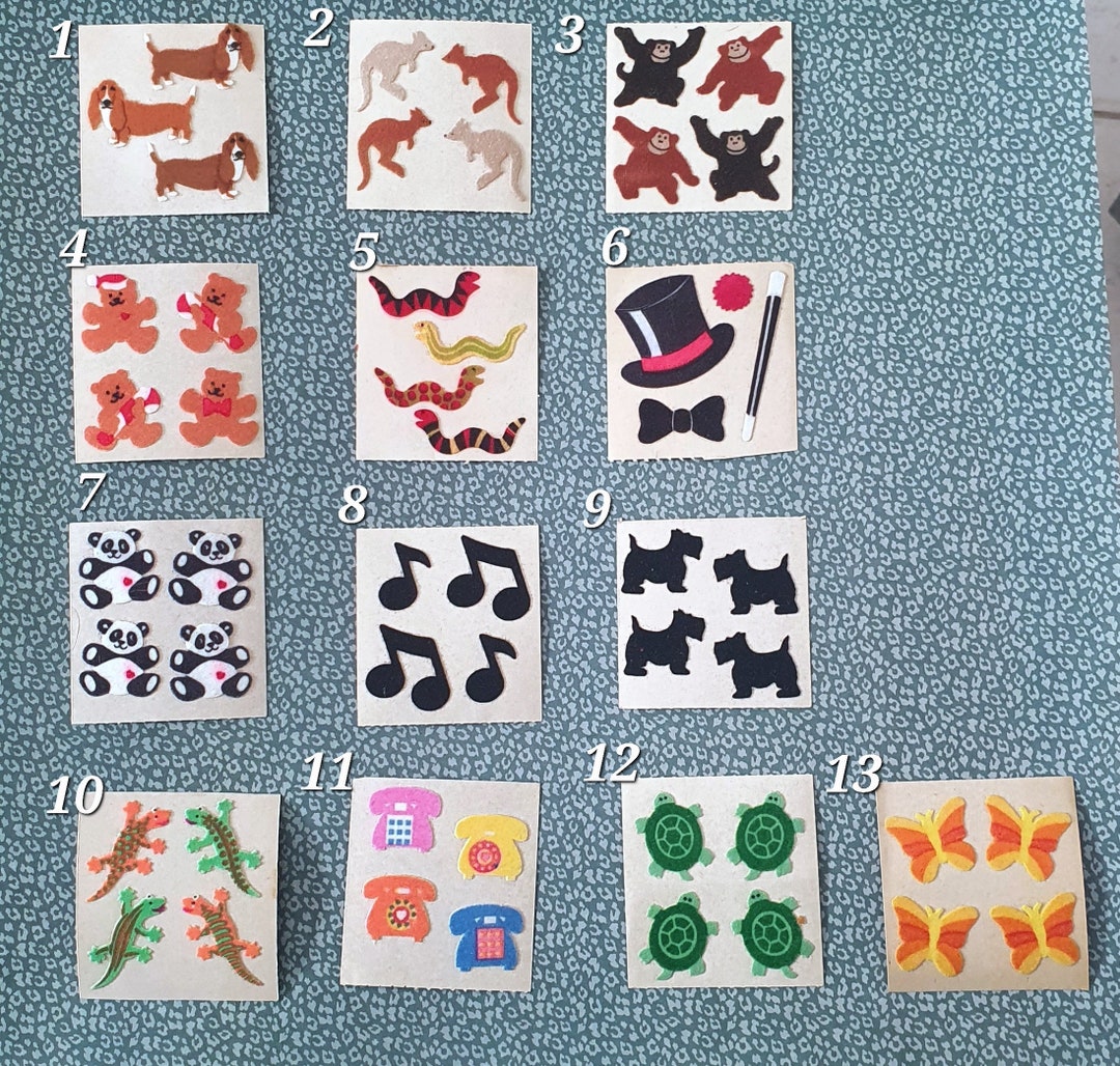 Original Sandylion Fuzzy Stickers Brown 80s Vintage Fabric Stickers - Etsy