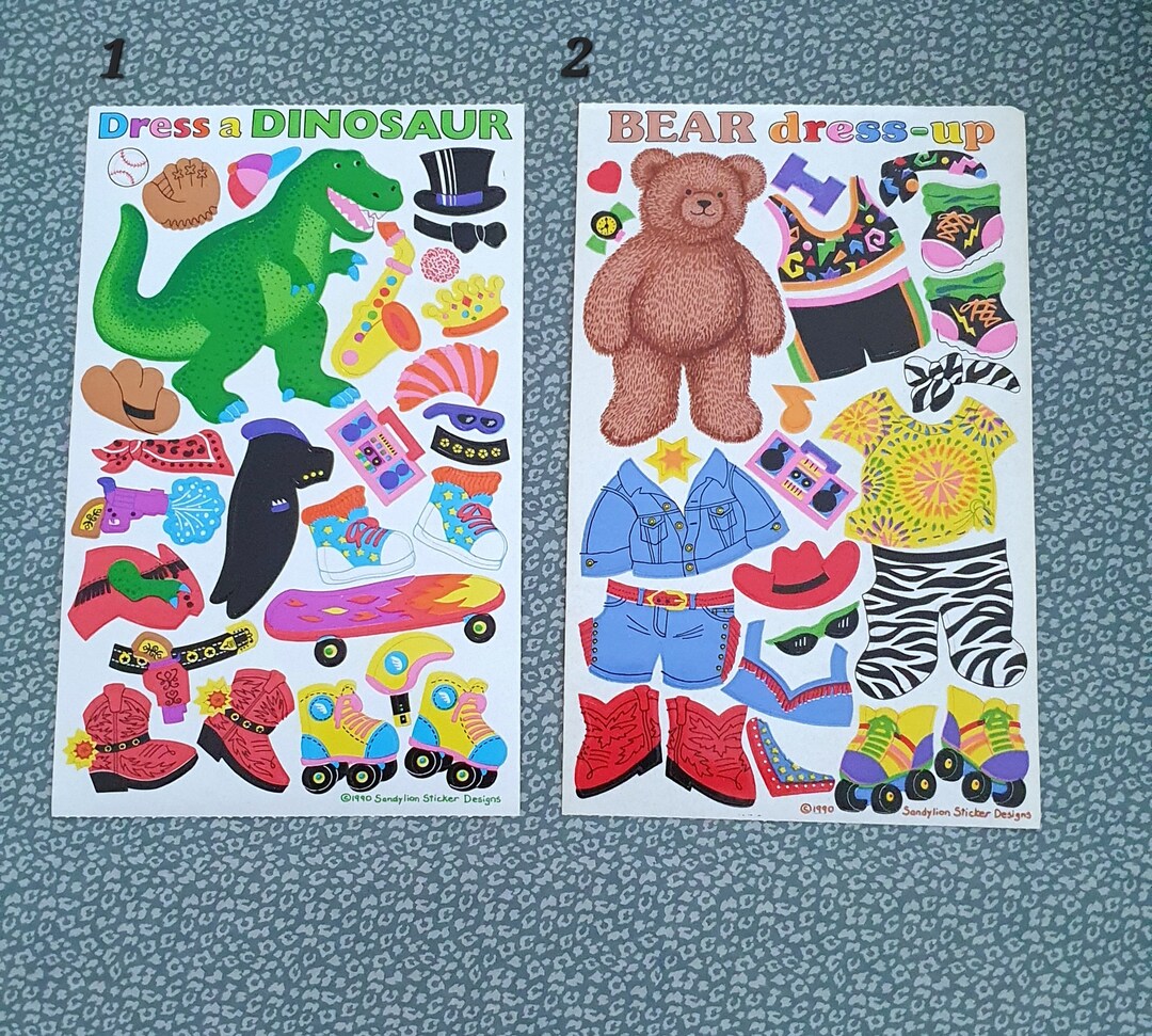 Original Sandylion Maxi Sticker Activity Sheet Kromekote Vintage 90s 90 ...