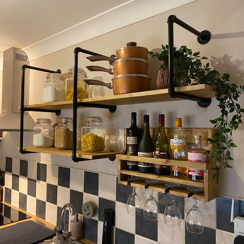 Rustic Shabby Chic Pallet Wood Wall Mounted Wine Gin Rack With Glass ...