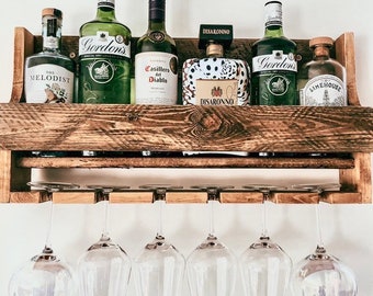 Rustic Shabby Chic Pallet Wood Wall Mounted Wine Gin Rack With | Etsy UK