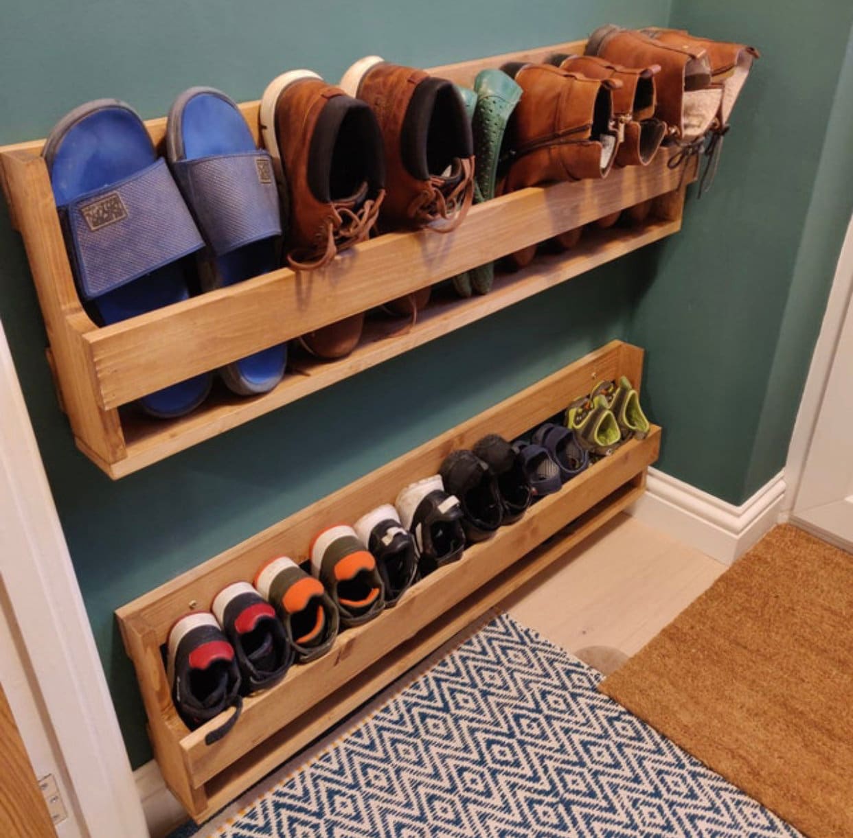 Unique Shabby Chic Pallet Wood Floating Shoe Rack Ideal - Etsy