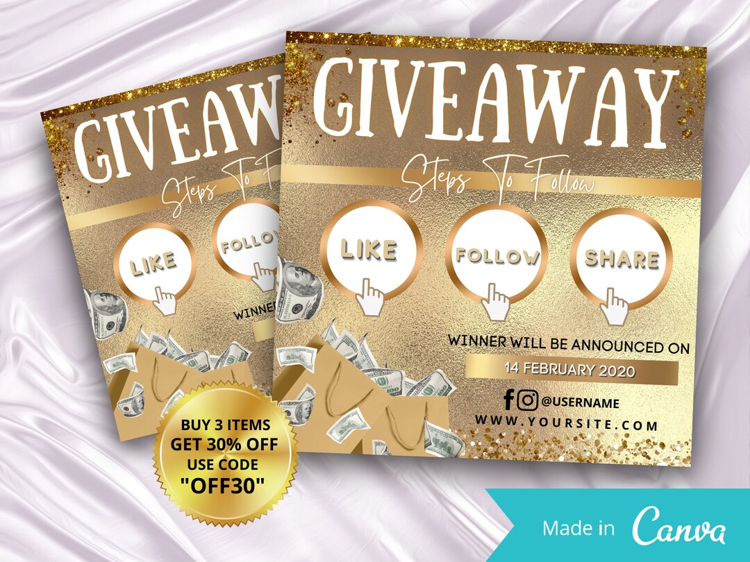 Giveaway flyer template raffle flyer social media flyer - Etsy France