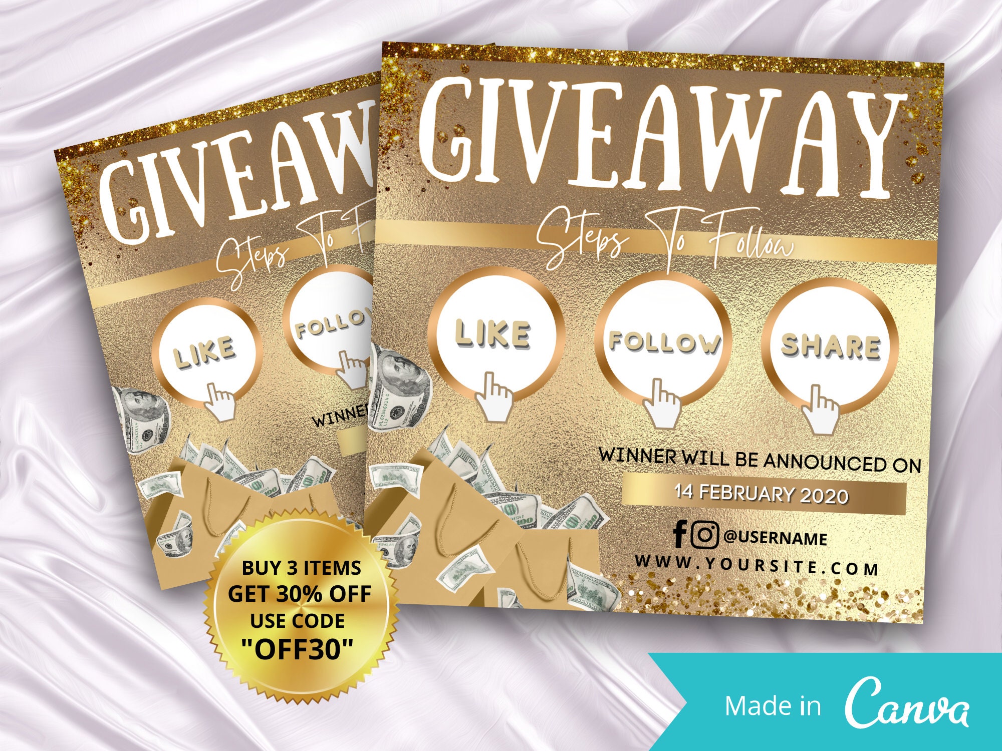 Giveaway flyer template raffle flyer social media flyer | Etsy